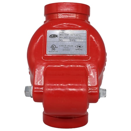 Zurn Wilkins 3in Fire Riser check, grooved, UL/ULC/FM, Tapped for gauge ...
