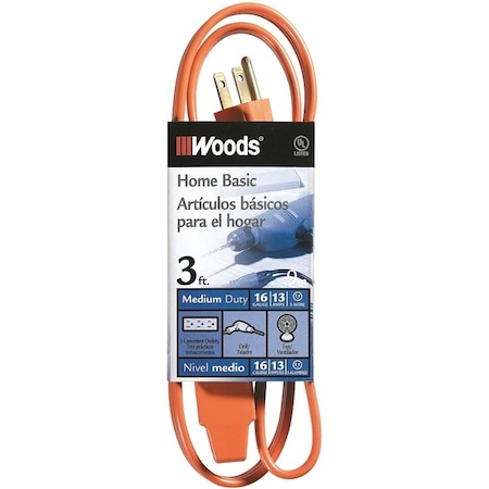 Southwire Extension Cord, 16 AWG, 3 Outlets, Orange, 3 ft 814 | Zoro