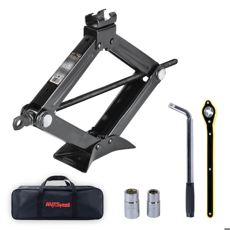 Av Steel Scissor Jack Kit, Heavy-Duty 2 Ton Capacity, Compact ...
