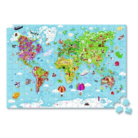 Janod Cardboard Puzzle, Giant World Map Suitcase Puzzle, 300 Pieces ...