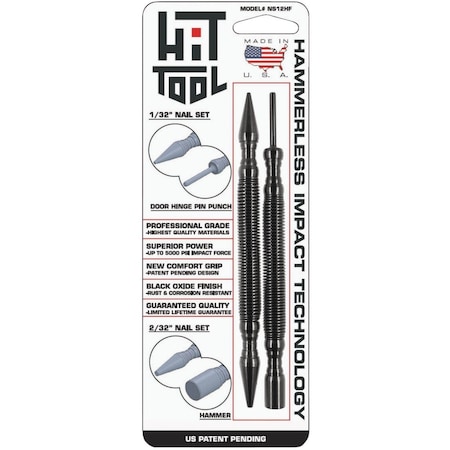 Hit Tool 1/32'' & 2/32'' x 7'' HSS Steel Hammerless Spring Loaded Nail ...