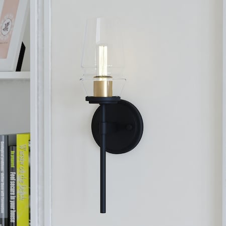 Vaxcel Warren 1 Light Black and Brass Mid Century Modern Bathroom ...