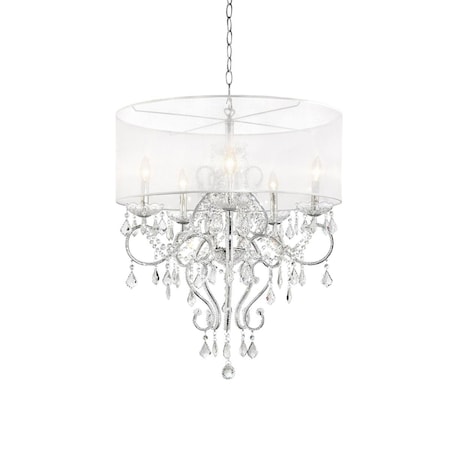 Homeroots Glam Silver Faux Crystal Hanging Ceiling Lamp with See Thru ...