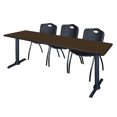 Regency Cain T-Base Training Seminar Table W/ 3 M Stack Chairs, 84 in W ...