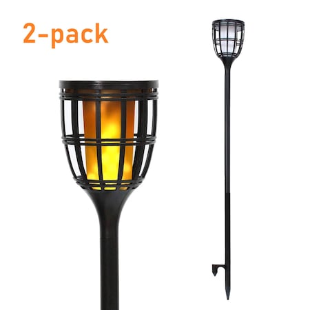 Techko Solar Tiki Torches includes Metal Rods & Tabletop Base, 2PK STL ...