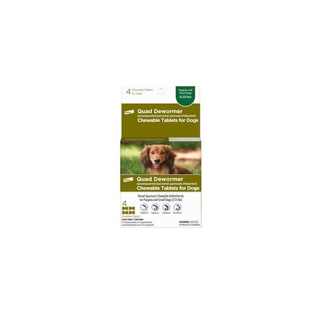 Bayer Chewabale Quad Dewormer Tablets for Small Dogs 2-25-Lbs, 4PK ...