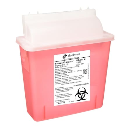 Dealmed Sharps Container 5 Quart Mailbox Lid Red 781905 | Zoro