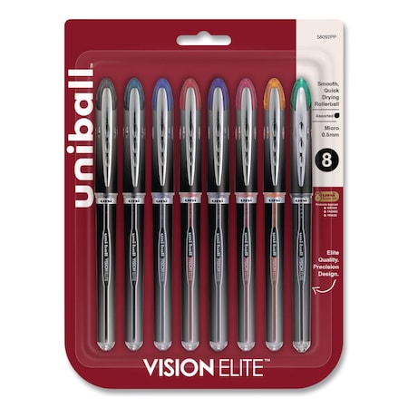 Uniball VISION ELITE Hybrid Gel Pen, Stick, Fine 0.5 mm, Assorted Ink ...