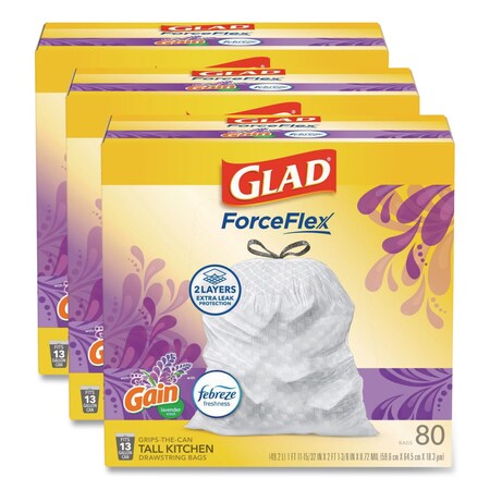 Glad 13 gal Trash Bags, 24 in x 27.38 in, Extra Heavy-Duty, .95 Mil ...