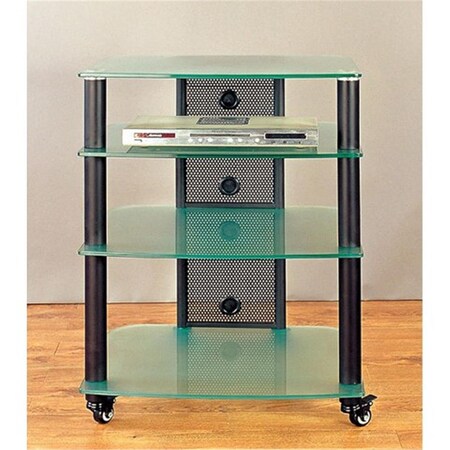 Spark Black Poles 4 Frosted Glass Shelves AV Stand SP2681074 | Zoro