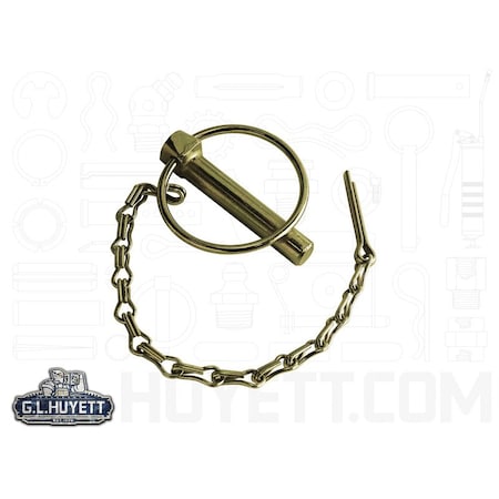 Huyett Lynch Pin w/chain, Standard Duty, Zinc Yellow, 0.438 in Dia x 1. ...
