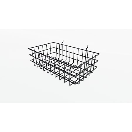 Angola Wire Products Pegboard or Slat Wall Wire Basket, Black Powder ...