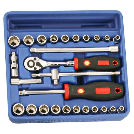 Genius Tools 27 Piece 1/4inDr.Metric &SAE Hand Socket Set. TW-227MS | Zoro