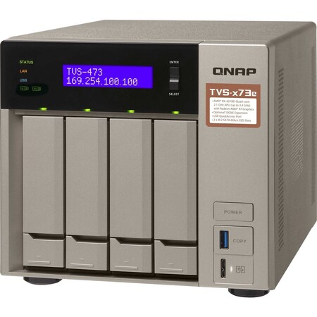 Qnap 4Bay Nas/Iscsi Ip-San Amd R Qd TVS-473e-4G-US | Zoro