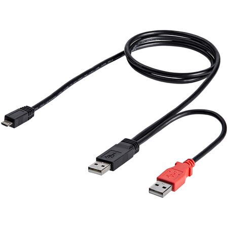 Startech.Com 3ft USB Y Cable for External Hard Drive USB A to Micro B ...