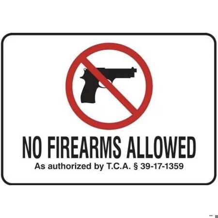 Accuform TENNESSEE FIREARMS SAFETY SIGN NO MACC503XV MACC503XV | Zoro