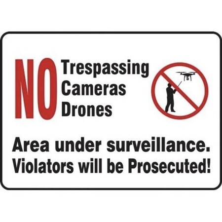 Accuform SAFETY SIGN NO TRESPASSING CAMERAS MDRN505VP MDRN505VP | Zoro