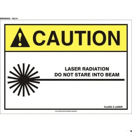 Accuform Radiation & Laser Sign, 10 in H x 14 in W, Dura-Plastic ...