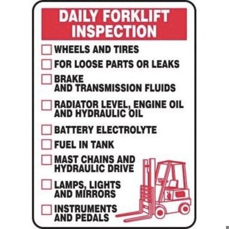Accuform DAILY FORKLIFT INSPECTION SAFETY SIGN MVHR925XP | Zoro