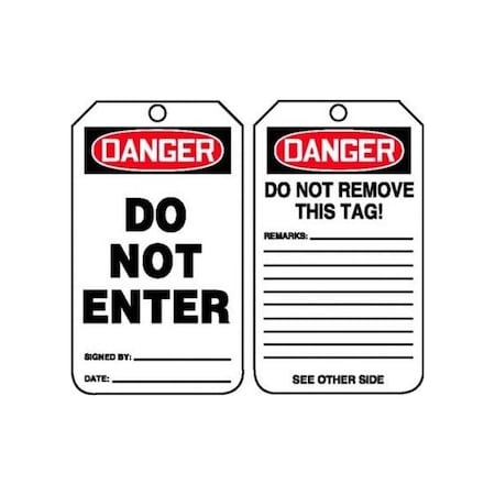 Accuform Safety Tags, DANGER DO NOT ENTER, 5.75in x 3.25in, PF ...