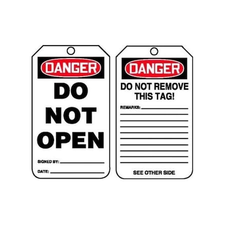 Accuform Safety Tags, DANGER DO NOT OPEN, 5.75in x 3.25in, Self ...