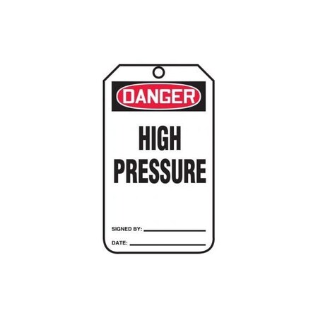 Accuform Safety Tags, DANGER HIGH PRESSURE, 5.75in x 3.25in, RP-Plastic ...