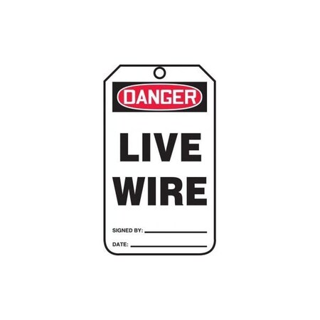 Accuform Safety Tags, CAUTION LIVE WIRE, 5.75in x 3.25in, RP-Plastic ...