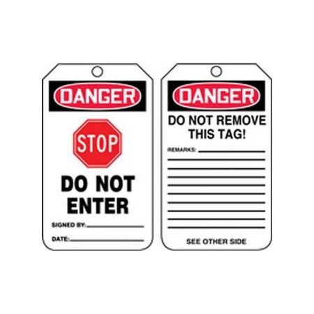 Accuform Safety Tags, DANGER STOP DO NOT ENTER, 5.75in x 3.25in, RP ...