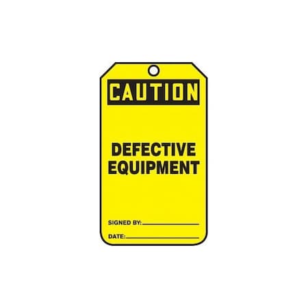Accuform Safety Tags, CAUTION DEFECTIVE EQUIPMENT, 5.75in x 3.25in, RP ...