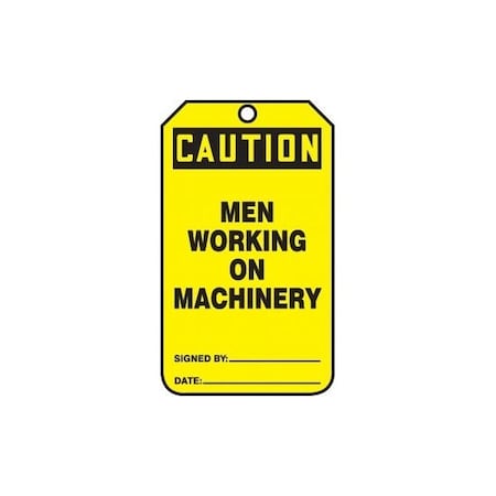 Accuform Safety Tags, CAUTION MEN WORKING ON MACHINERY, 5.75in x 3.25in ...