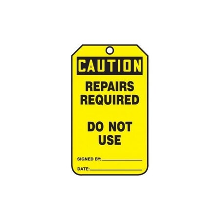 Accuform Safety Tags, CAUTION REPAIRS REQUIRED DO NOT USE, 5.75in x 3 ...