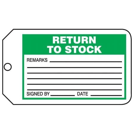 Accuform Safety Tags, RETURN TO STOCK, 5.75in x 3.25in, PF-Cardstock ...