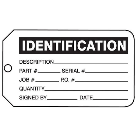 Accuform Safety Tags, IDENTIFICATION, 5.75in x 3.25in, PF-Cardstock ...