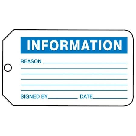 Accuform Safety Tags, INFORMATION, 5.75in x 3.25in, RP-Plastic, 5PK ...
