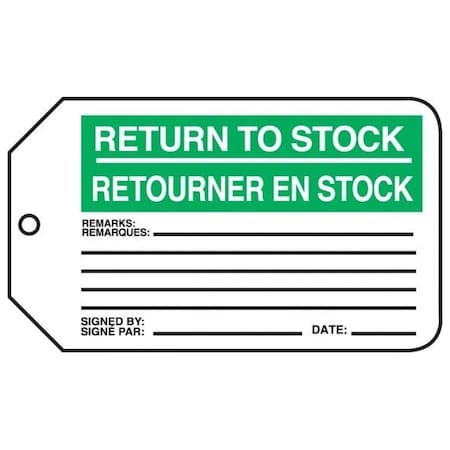 Accuform French Bilingual Safety Tags, RETURN TO STOCK, 5.75in x 3.25in ...