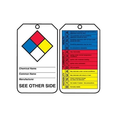 Accuform Safety Tags, CHEMICAL NAME COMMON NAME MANUFACTURER, 5.75in x ...