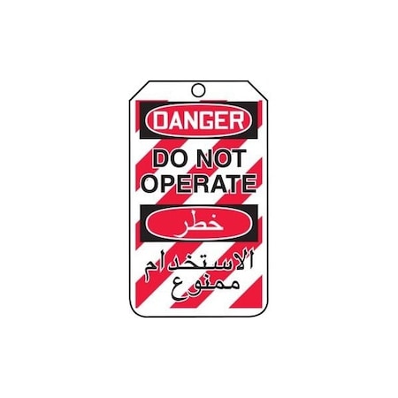 Accuform Safety Tags, DANGER DO NOT OPERATE BILINGUAL ARABIC, 5.75in x ...
