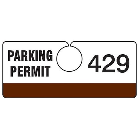 Accuform Parking Permit Tag, Numbered 100-199, Brown, 2in x 4.75in ...