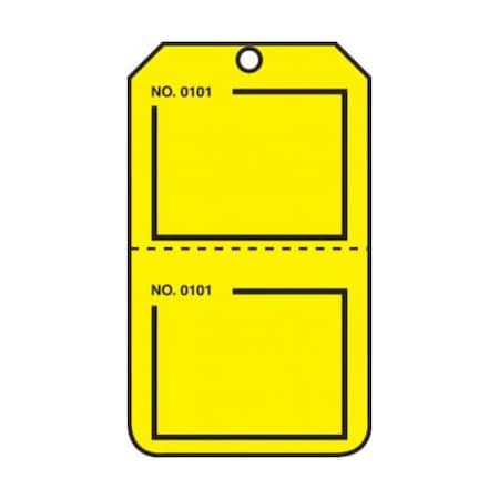 Accuform Safety Tags, Blank, Numbered, Perforated, Yellow, 5.75in x 3 ...