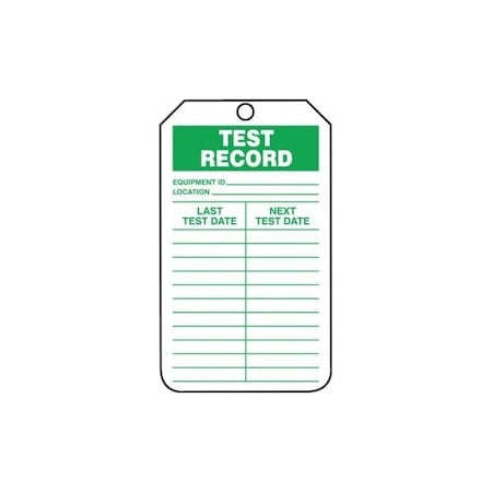 Accuform Safety Tags, TEST RECORD, 5.75in x 3.25in, PF-Cardstock, 25PK ...