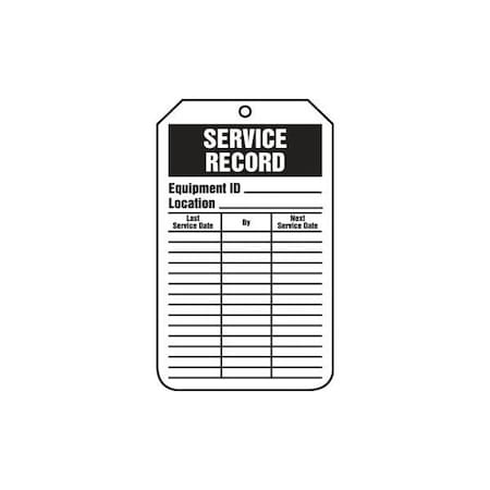 Accuform Safety Tags, SERVICE RECORD, 8.5in x 3.875in, RP-Plastic, 5PK ...