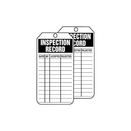 Accuform Safety Tags, INSPECTION RECORD, 8.5inx 3.875in, PF-Cardstock ...