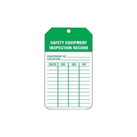Accuform Safety Tags, SAFETY EQUIPMENT INSPECTION RECORD, 8.5inx 3 ...