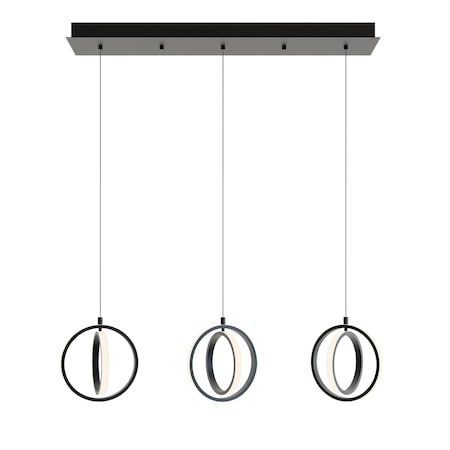 Afx Lock 3 Light Linear Pendant, Medium Base 120V, Black ...