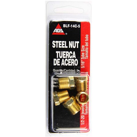 Ags Steel Tube Nut, 5 1/2-20 Inverted, 5/card, PK5 BLF-14C-5 | Zoro