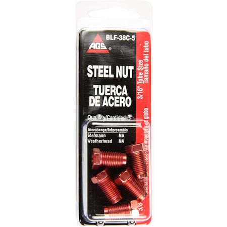 Ags Steel Tube Nut, 3 3/8-24 Bubble, 5/card, PK5 BLF-38C-5 | Zoro