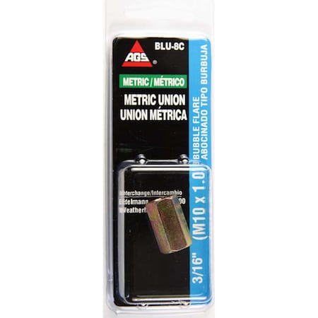Ags Steel Brake Line Union, 3/16 (M10x1.0 Bubble), 1/card BLU-8C | Zoro