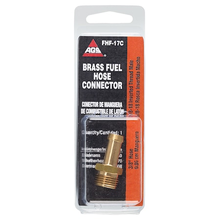 Ags Brass Fuel Connector, 3/8 Hose, Male (5/8-18 Inverted), 1/card FHF ...