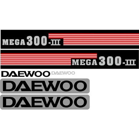 Aftermarket Daewoo Mega 300-III Excavator Decal Set DWMEGA300DECALSET ...