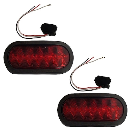 Aic Replacement Parts 6 Oval Red LED Stop/Turn/Tail Light Kit Steel ...